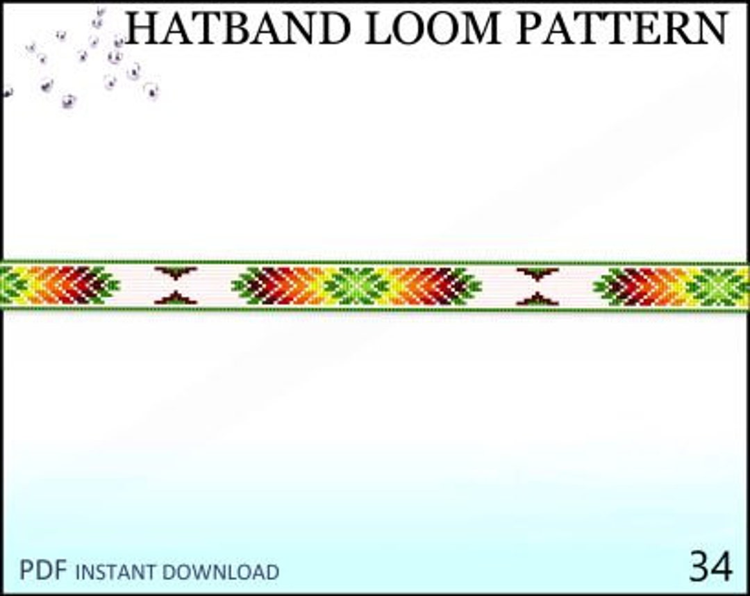 Delica Beads Loom Green Hatband Pattern No34 Beaded Belt and Hatband ...