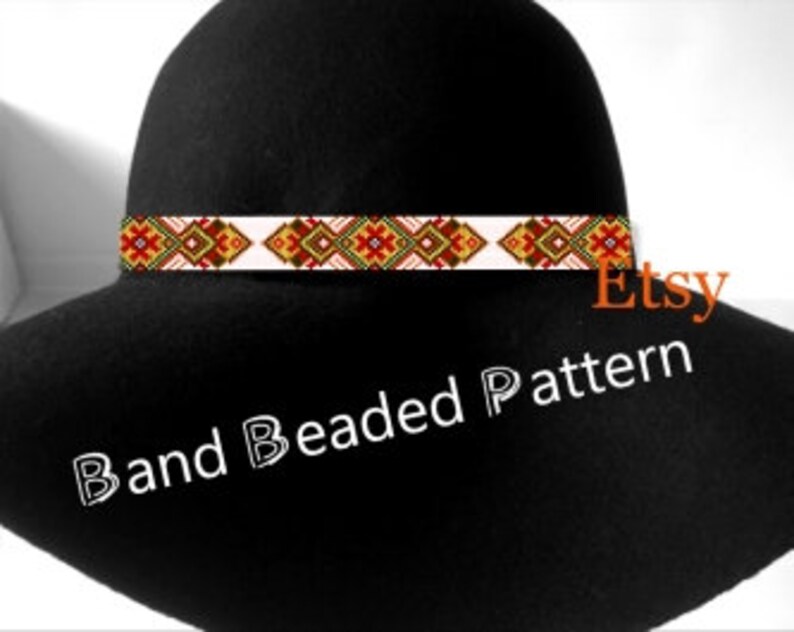 Red Beaded Hatband Loom Stitch Pattern No.139 Hatband for Cowboy Hat ...