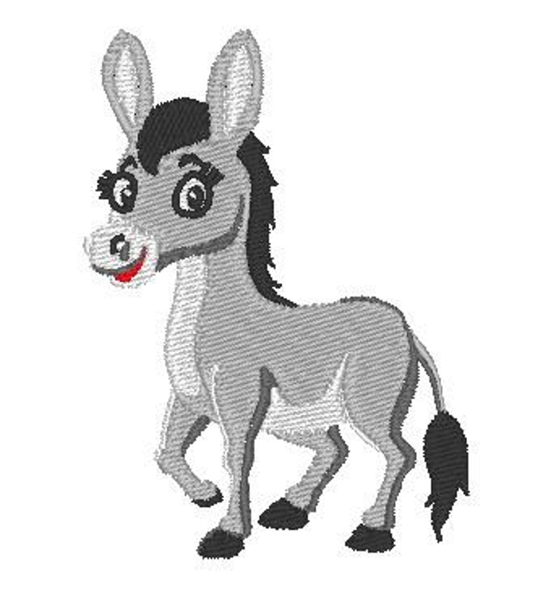 Happy Grey Standing Donkey Machine Embroidery Design - Etsy