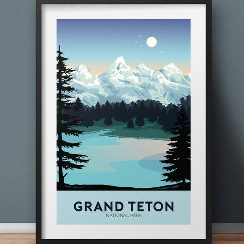 Grand Teton National Park Poster Wyoming Art Teton Range - Etsy