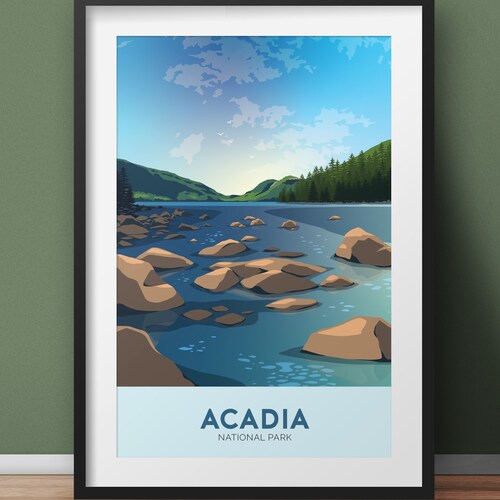 Acadia National Park Maine Graphic Illustration Art Print or - Etsy