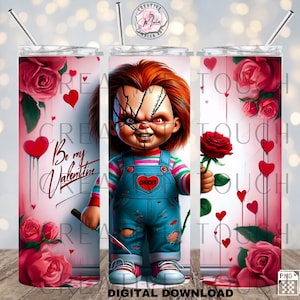 Chucky Valentine's Day Tumbler Wrap, Chucky Png, Horror Valentine ...