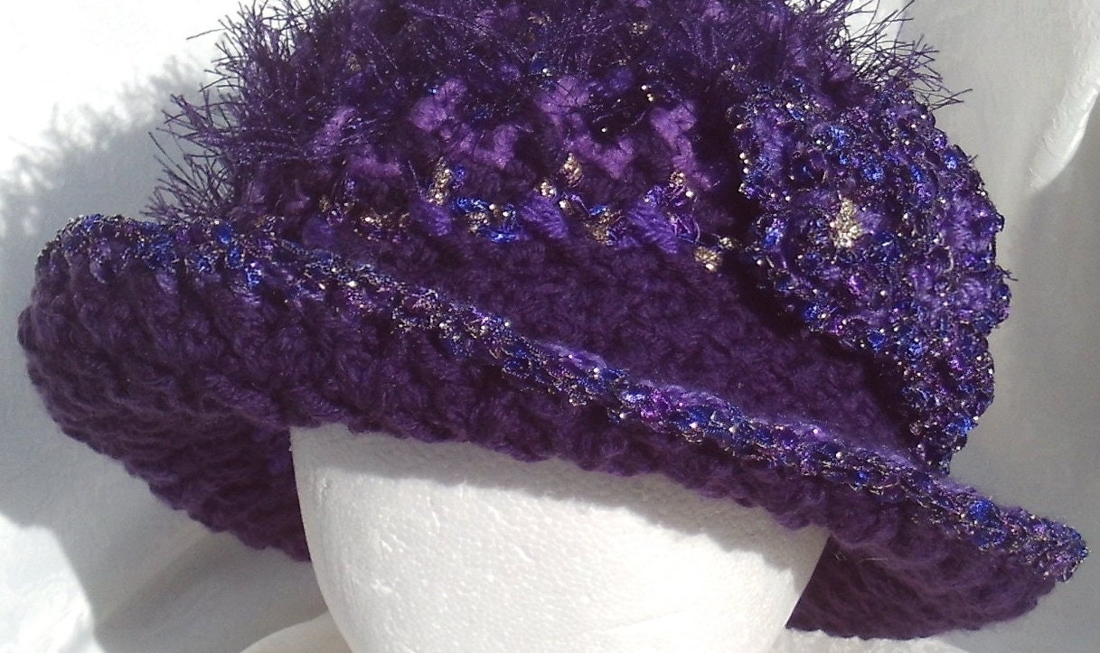 Wide Brimmed "greta Garbo" Hat in Purple - Etsy