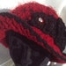 Wide Brimmed "greta Garbo" Hat in Red With 5 Black Flowers - Etsy