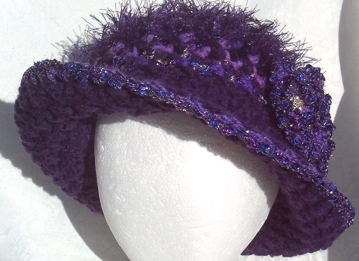 Wide Brimmed "greta Garbo" Hat in Purple - Etsy