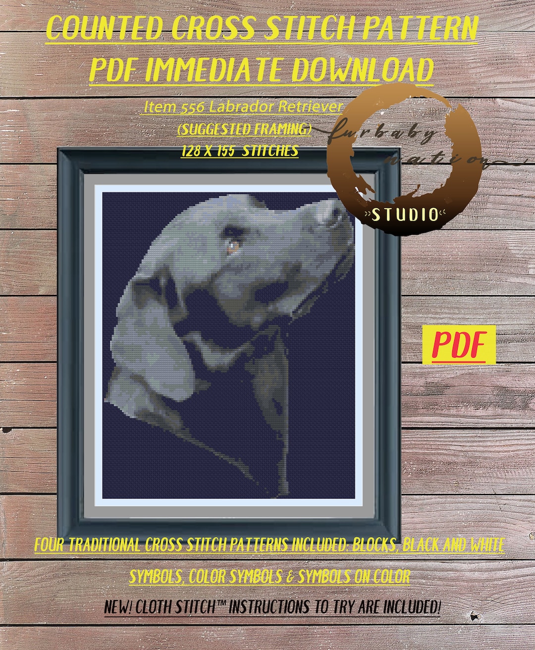 Labrador Retriever Cross Stitch Embroidery Pattern, Xstitch PDF Pattern ...