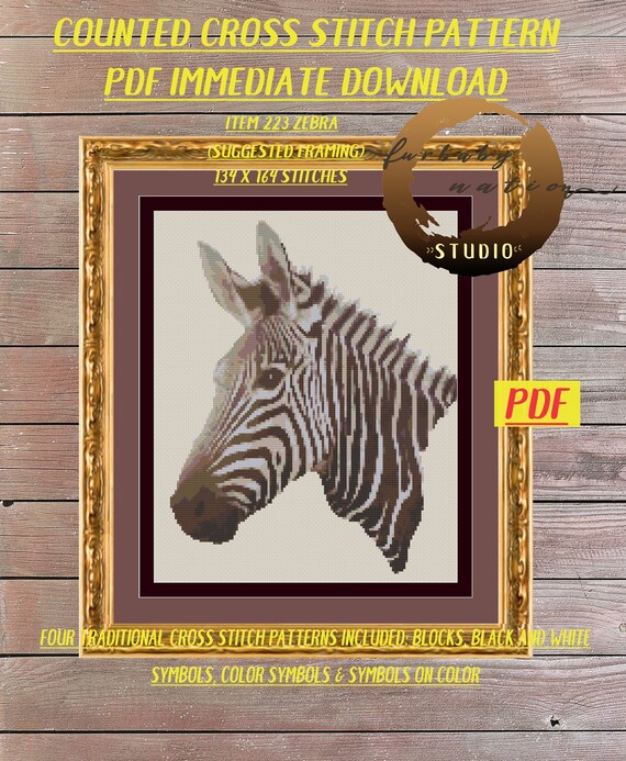 Zebra Cross Stitch Embroidery Pattern Xstitch PDF Pattern | Etsy