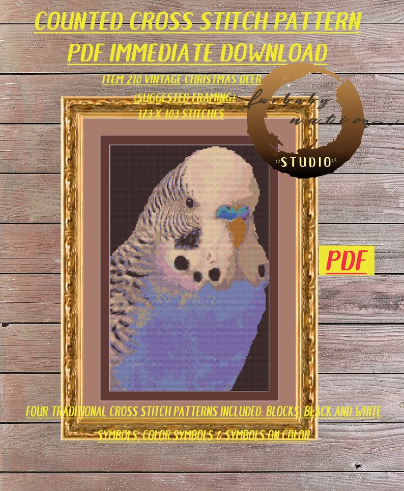 Blue Budgie Cross Stitch Pattern, Xstitch PDF Pattern Download, How to ...