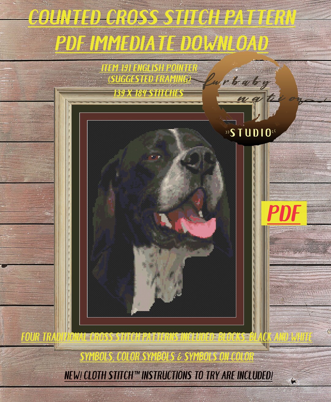 English Pointer Cross Stitch Embroidery Pattern Xstitch PDF - Etsy
