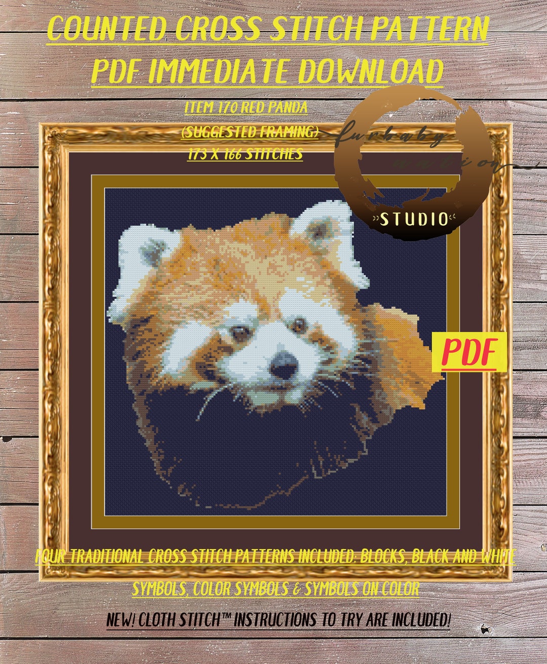 Red Panda Cross Stitch Embroidery Pattern, XStitch PDF Pattern Download ...