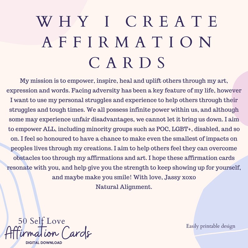 50 Self Love & Empowerment Positive Printable Affirmation Cards ...