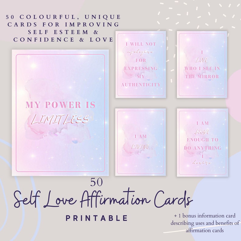 50 Self Love & Empowerment Positive Printable Affirmation Cards ...