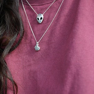 Middle Finger Necklace F You Necklace 925 Sterling Silver Necklace ...