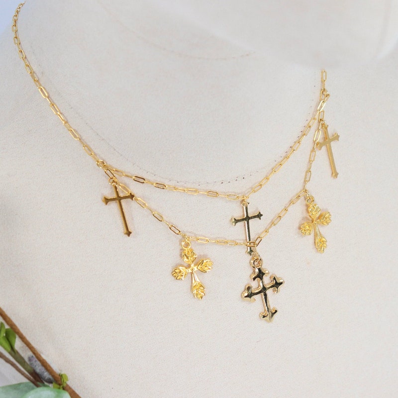Double Cross Chain Necklace - Etsy