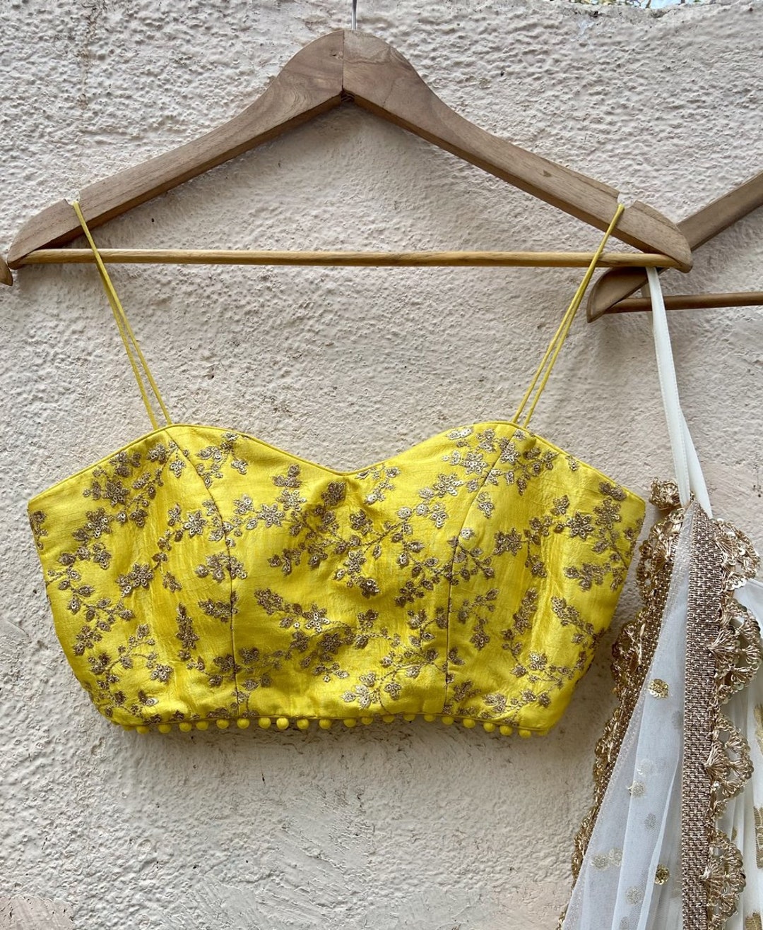 Women's Raw Silk Yellow Spaghetti Blouse Custom Stitch - Etsy