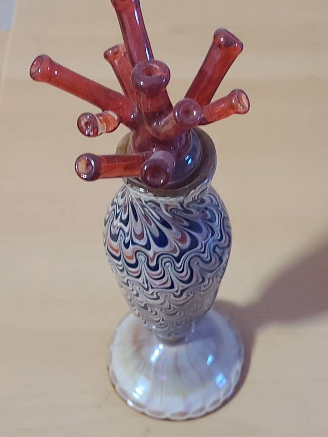 Glass Vase, Glass Coral Shaped Topper, Blown Glass Vase, Handmade Vase ...
