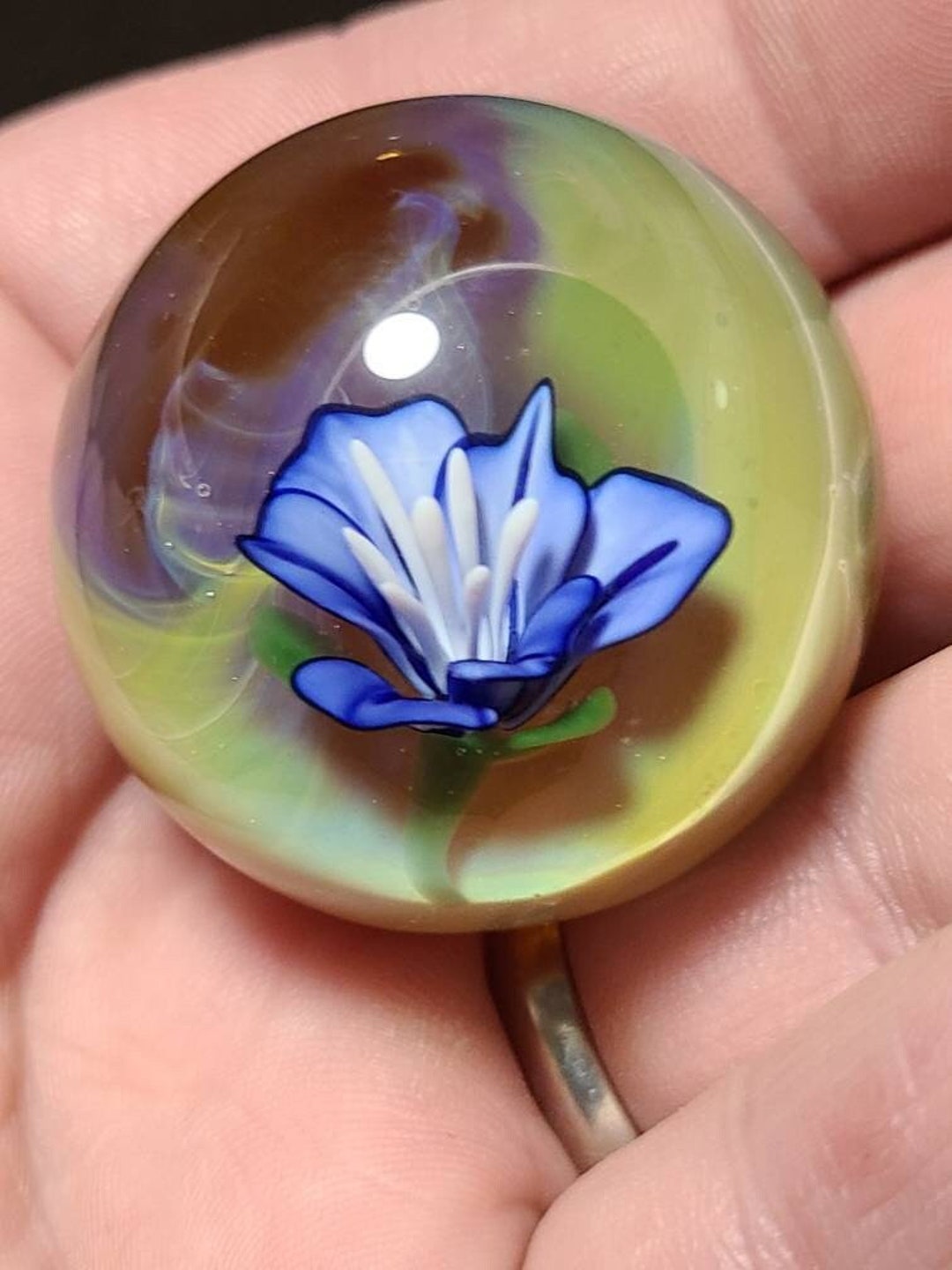 Glass Flower, Implosion Marble With Butterscotch Background, Glass ...