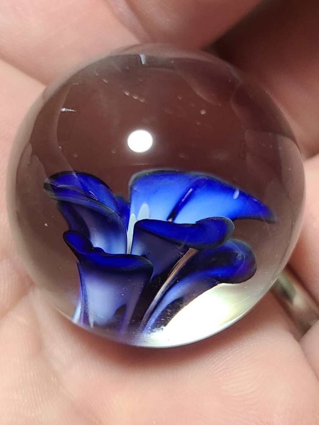 Blue Flower Implosion Marble, Glass Marble, Blown Glass, Handmade Marble, Art Glass - Etsy