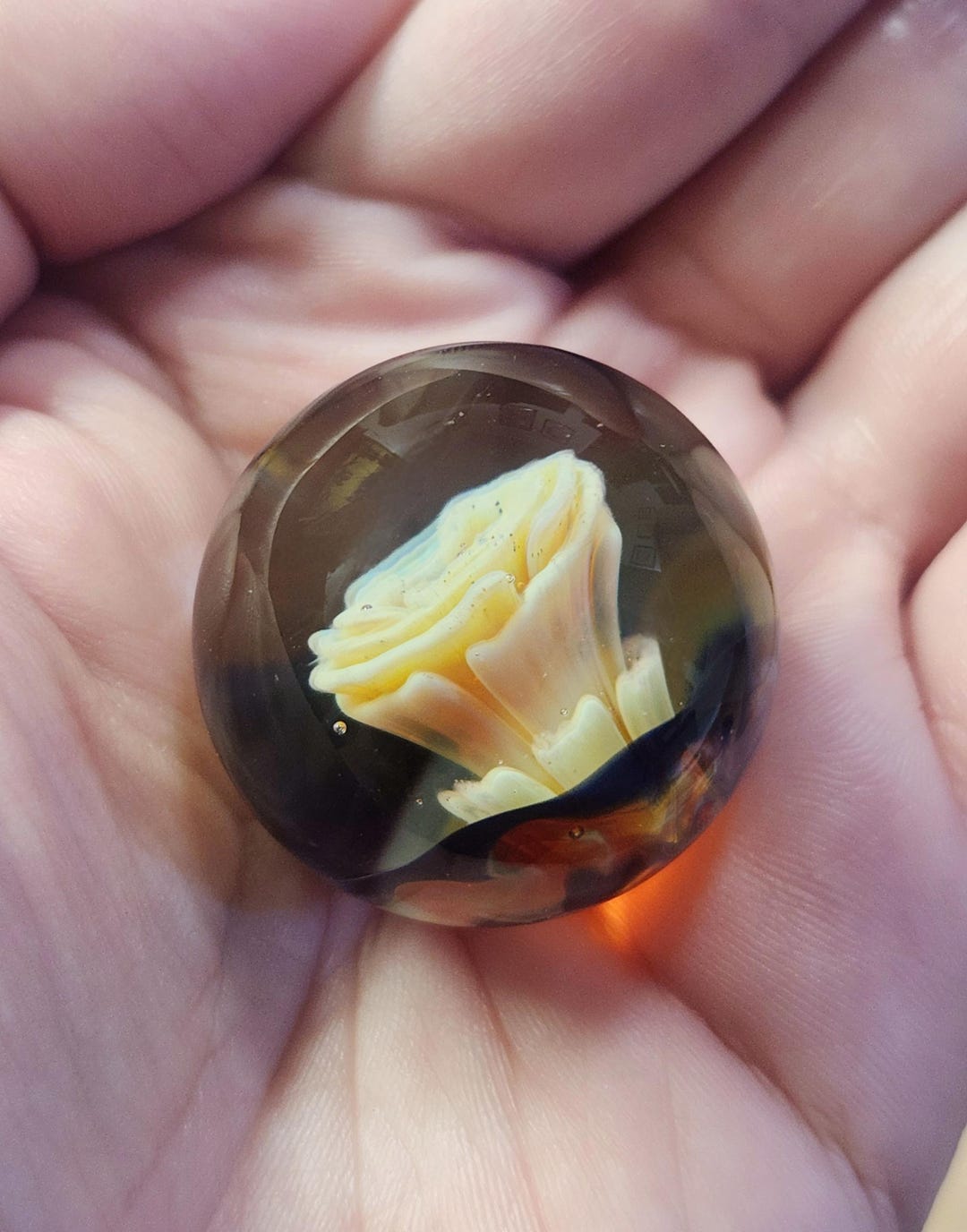 Glass Marble, Hand Blown Glass, Flower Marble, 35 Mm, Handmade Art ...