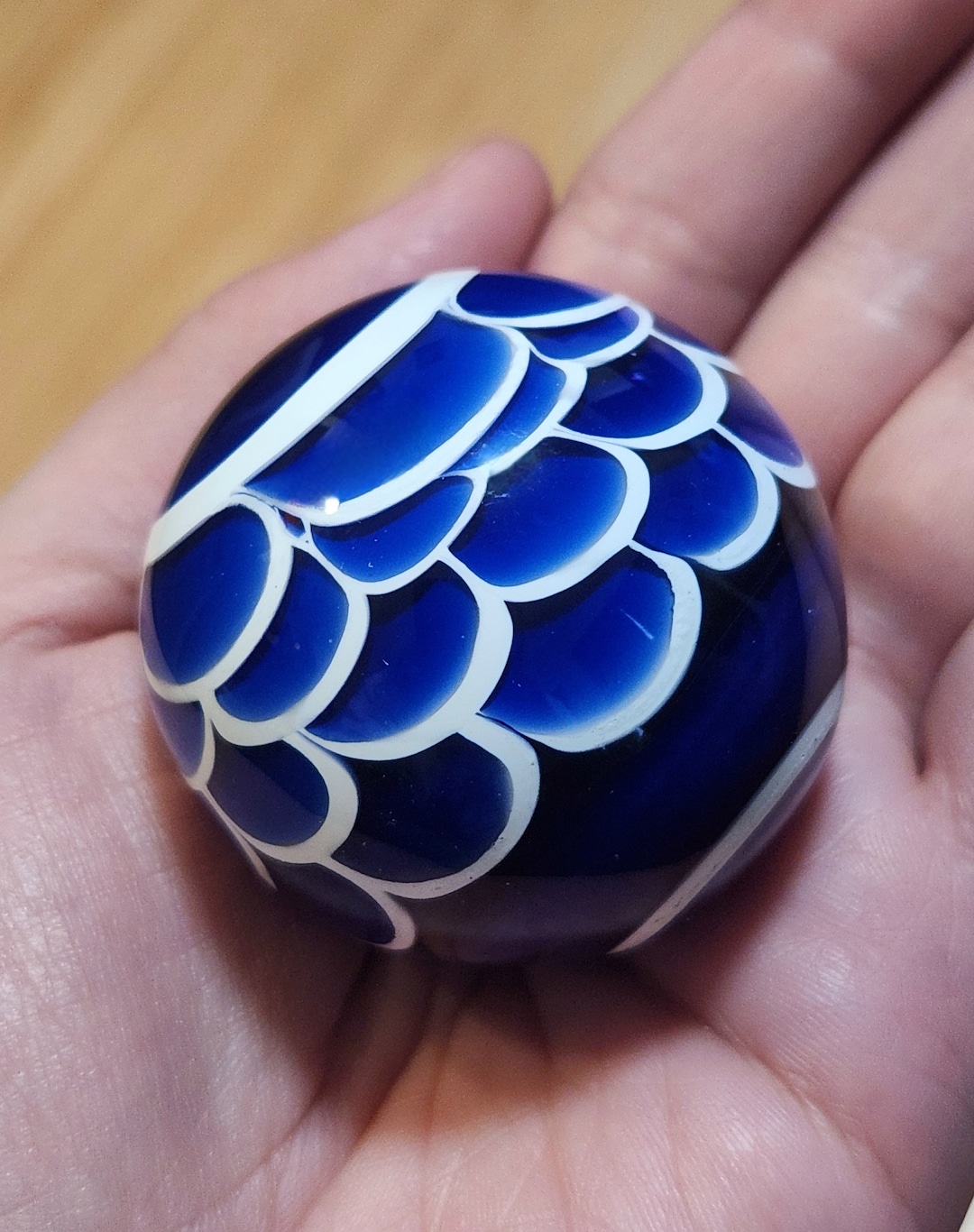 Dot Stack Marble, Blue and White Glass Marble, Blown Glass Marble, Handmade Marble, Art Glass ...