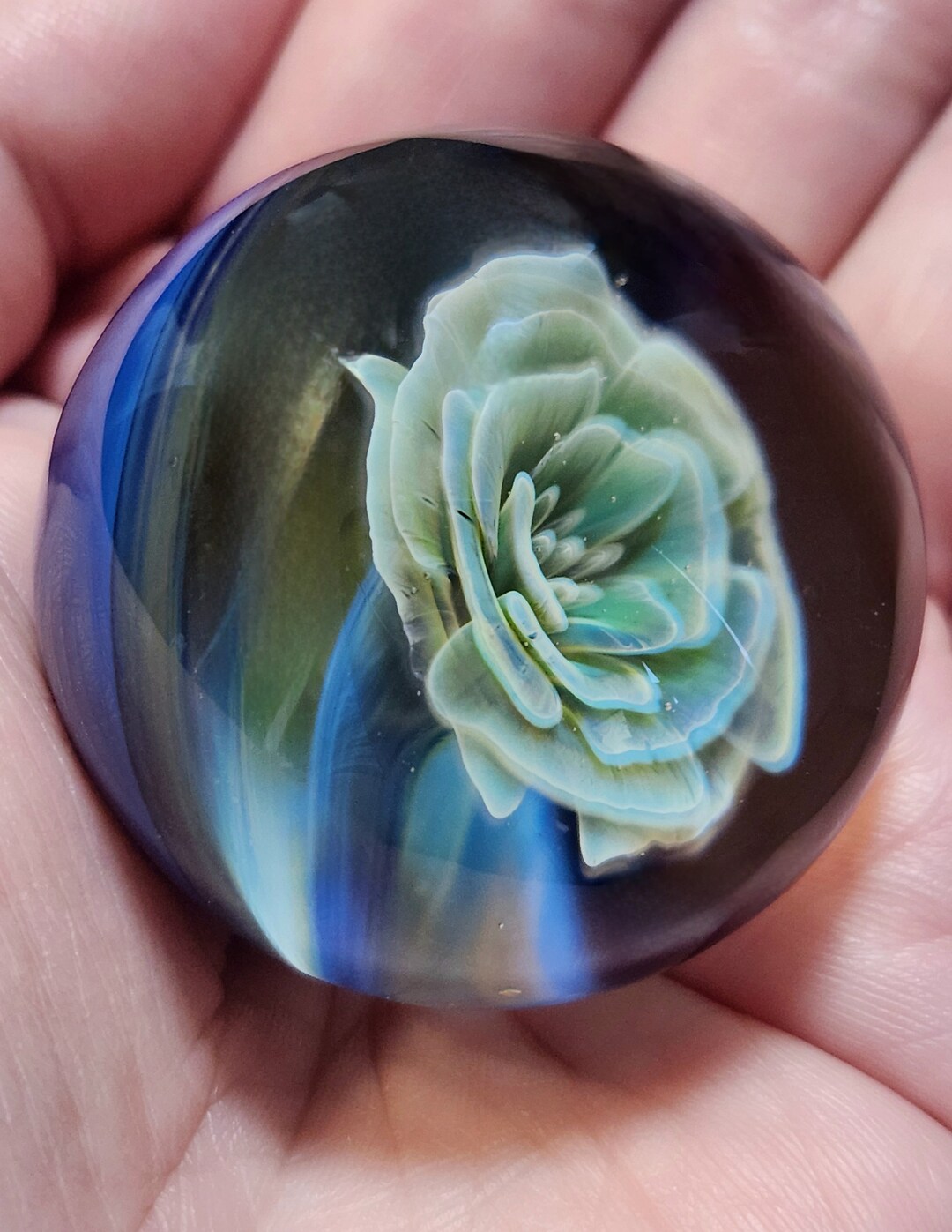 Marble, Glass Marble, Hand Blown Glass, Flower Marble, 48 Mm, Handmade ...