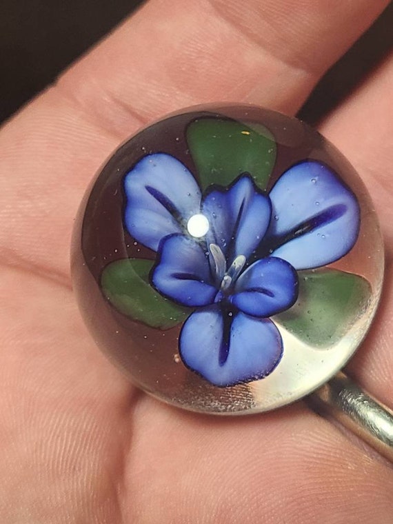 Blue Glass Lily Flower Marble | Etsy