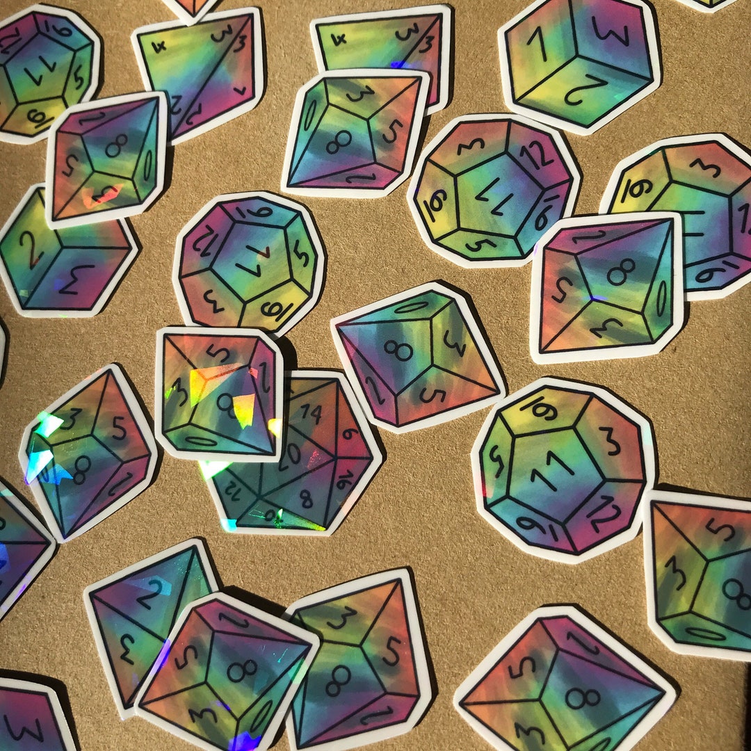 Holographic Dice Sticker Set: D&D Inspired Vinyl Decals - Etsy