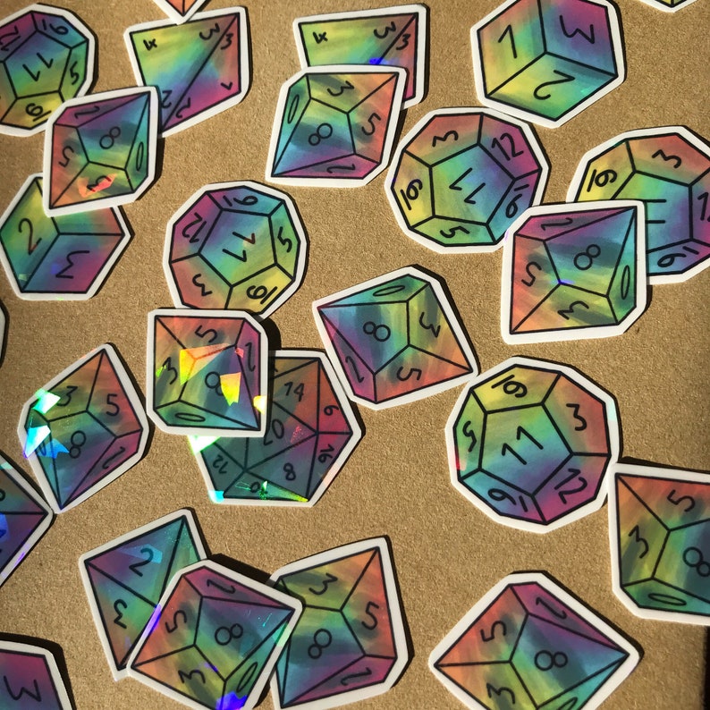 Holographic Dice Sticker Set: D&D Inspired Vinyl Decals - Etsy