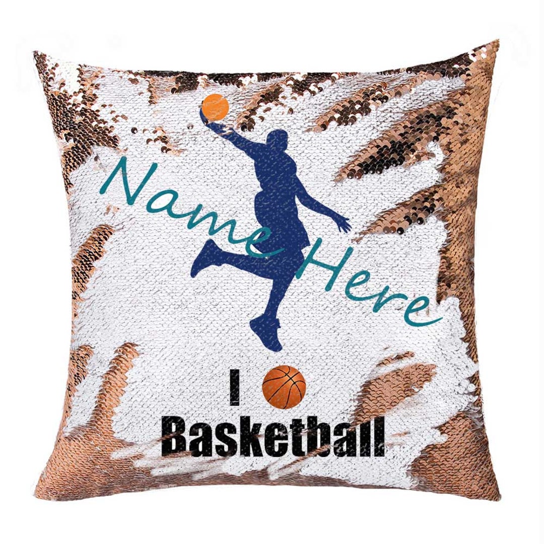 Custom Basketball Sequin Pillow | Personalized Name Cushion Cover | I ...