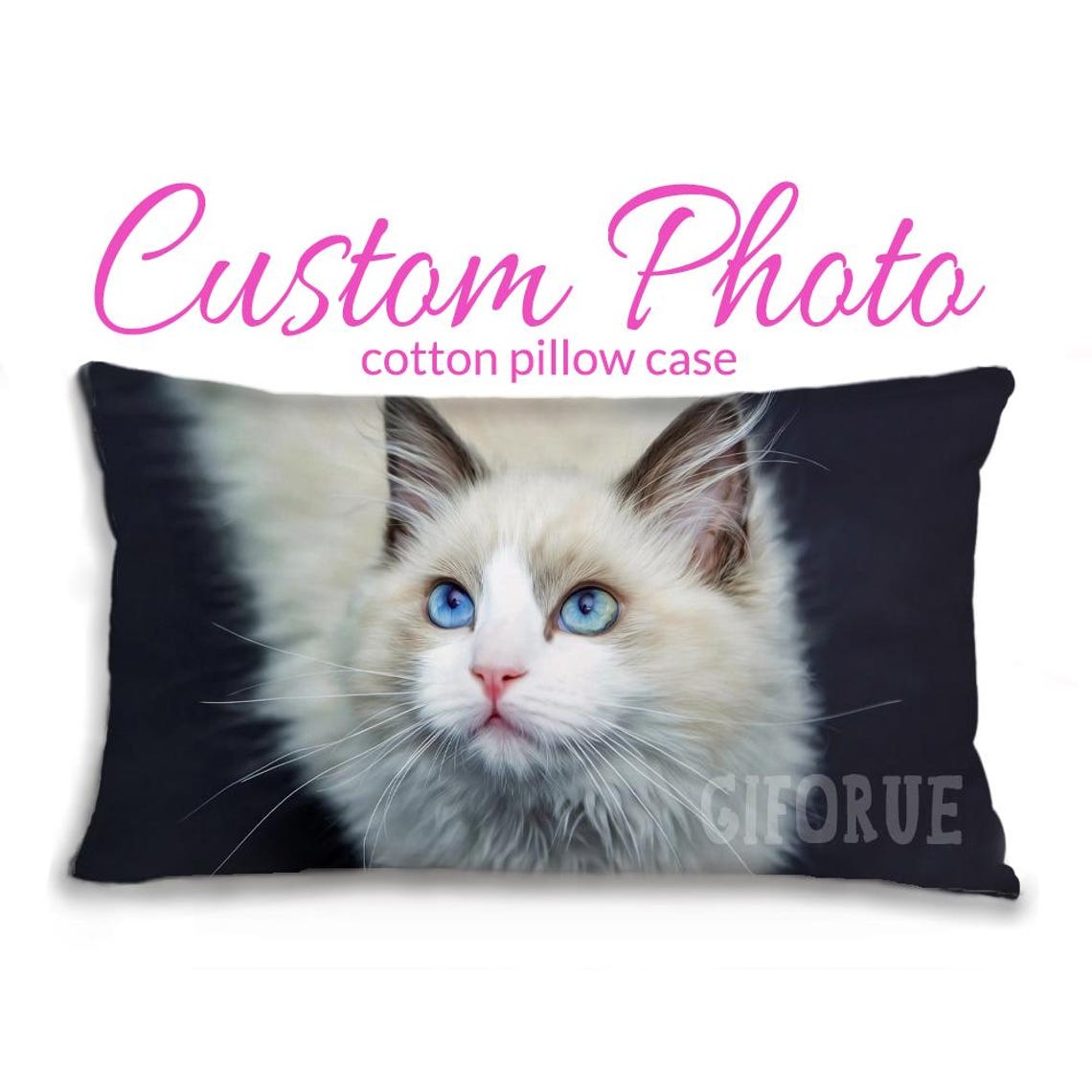 Custom Cotton Bed Pillowcase, Personalized Two-sides Design 2 Photos ...