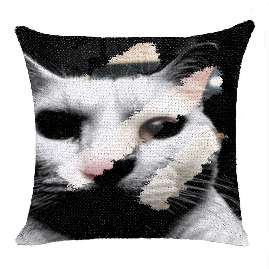 Custom Canny and Uncanny Cat Sequin Cushion Good VS Evil Cat Magic ...