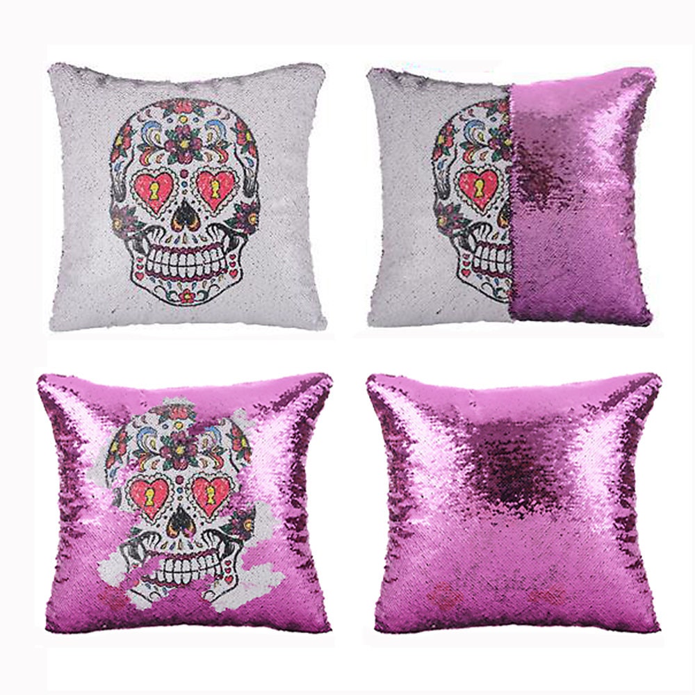 16x16in Sequin Skull Pillow Skull Cushion Cover Cute Skull - Etsy Ireland