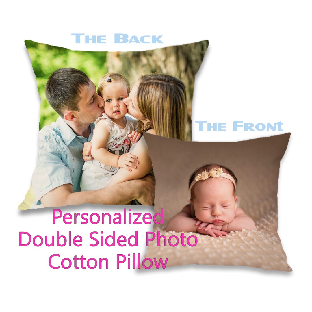 Custom Two Photos Cotton Pillow Personalized Double Sided Photo Pillow ...