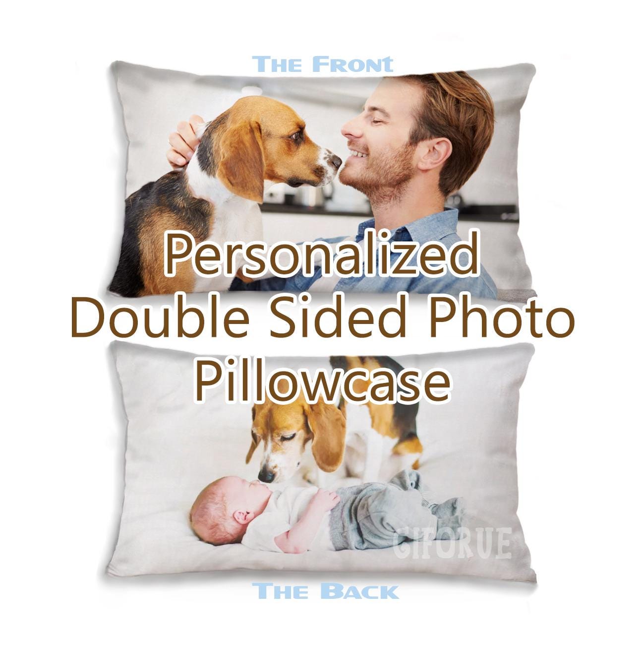 Custom Cotton Bed Pillowcase, Personalized Two-sides Design 2 Photos ...