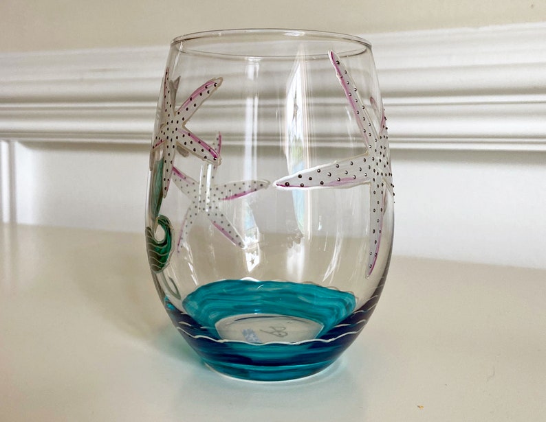 Hand Painted Mercat/purrcat/cat Mermaid Stemless Wine Glass / - Etsy
