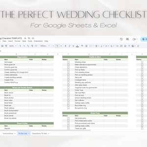 Wedding Planner & Checklist for Google Sheets and Excel - Etsy