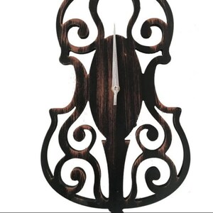Violin Decorative Pendulum Wall Clock, Violin Wall Decor, Wooden Violin ...