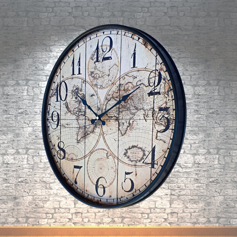 World Map Wall Clock - Etsy