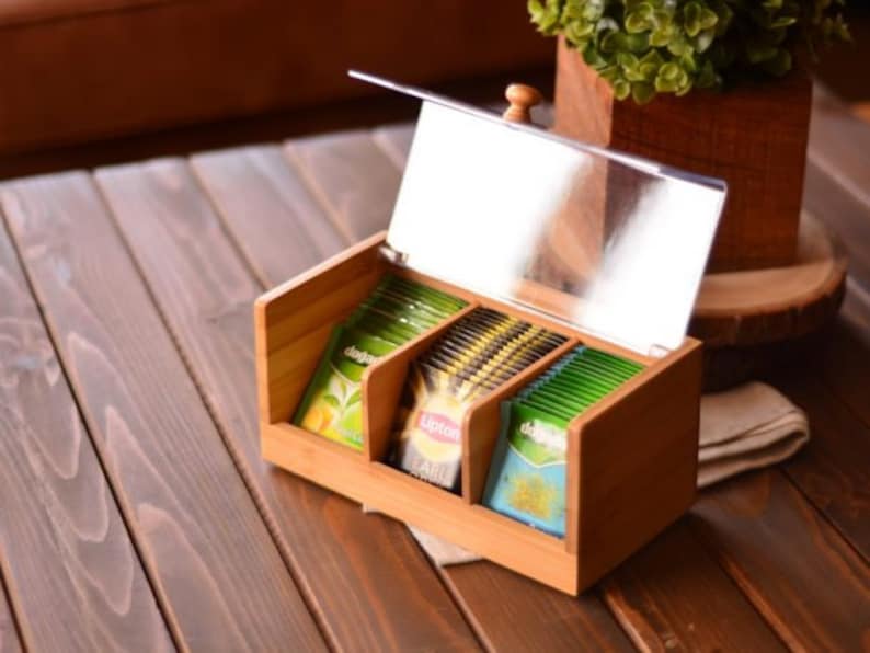 3 Section Hot Tea Container Box Wooden Hot Tea Box Wooden | Etsy