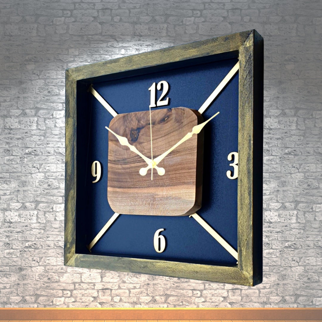 Natural Wood Square Wall Clock. Wall Decor, Wall Art, Wall Clock ...