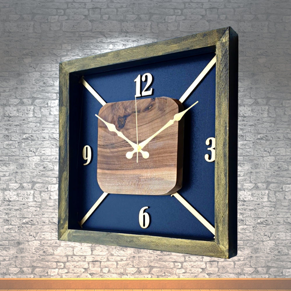 Natural Wood Square Wall Clock. Wall Decor Wall Art Wall - Etsy