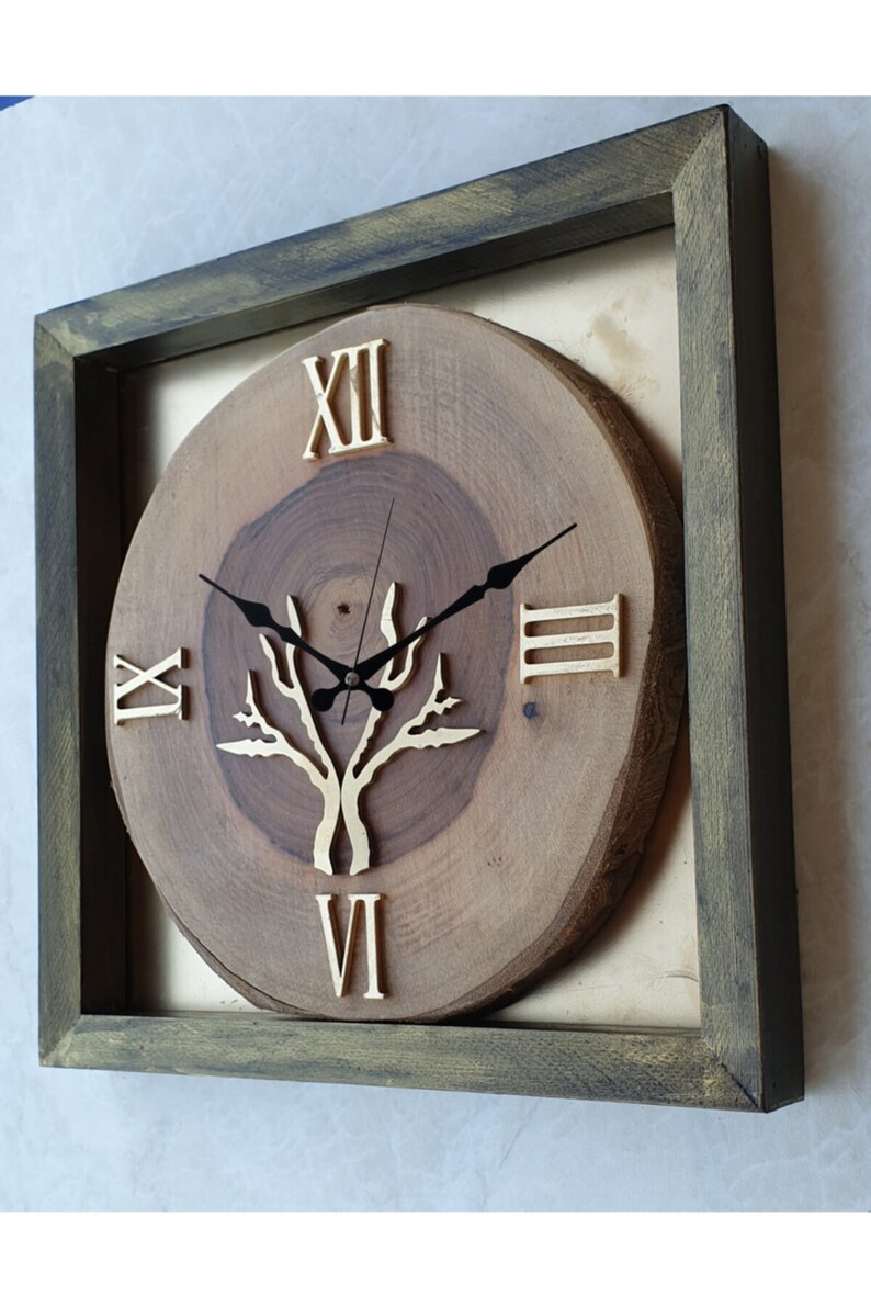 Natural Solid Wood Walnut Tree Square Wall Clock. Wall Decor - Etsy
