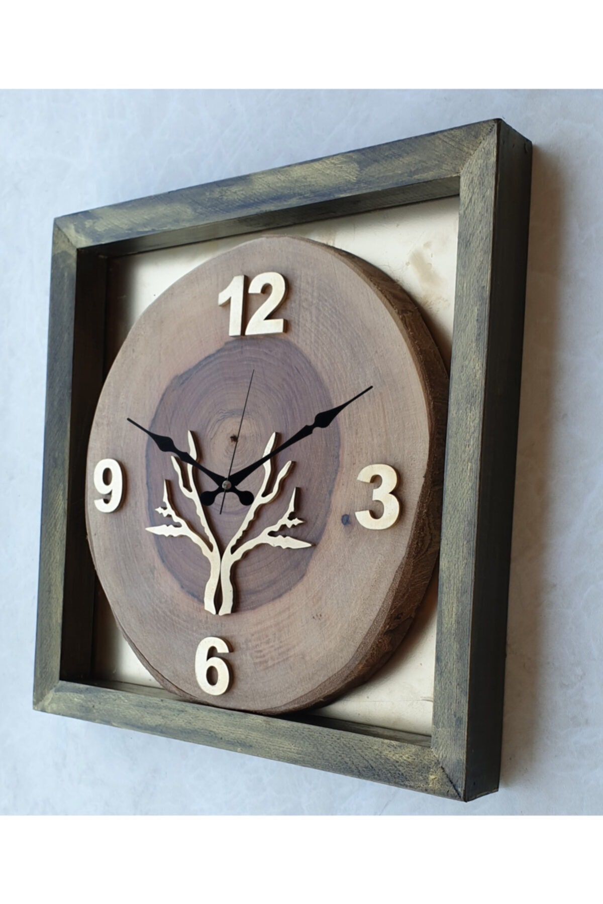 Natural Solid Wood Walnut Tree Square Wall Clock. Wall Decor - Etsy