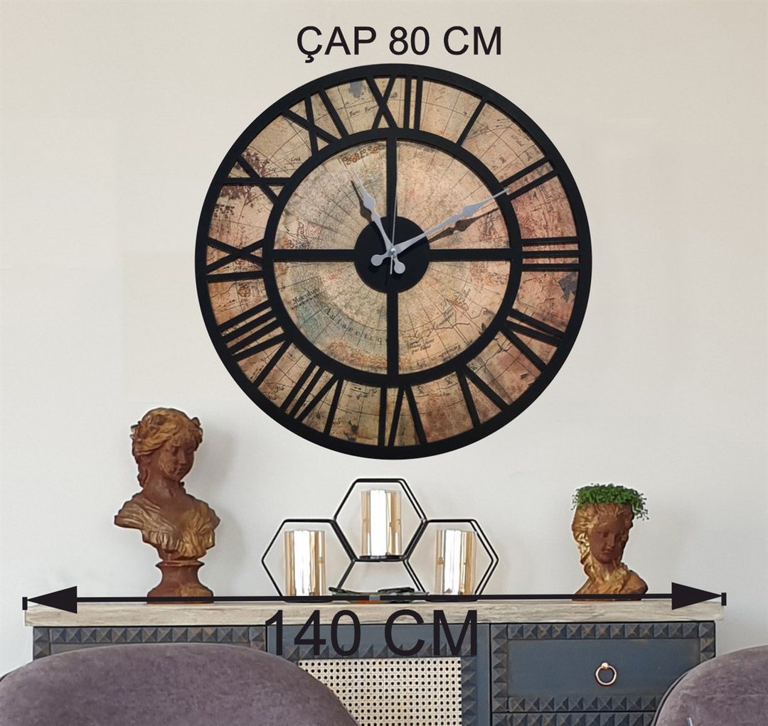 World Map Themed Wall Clock, Quality Material and Silent Mechanizm ...