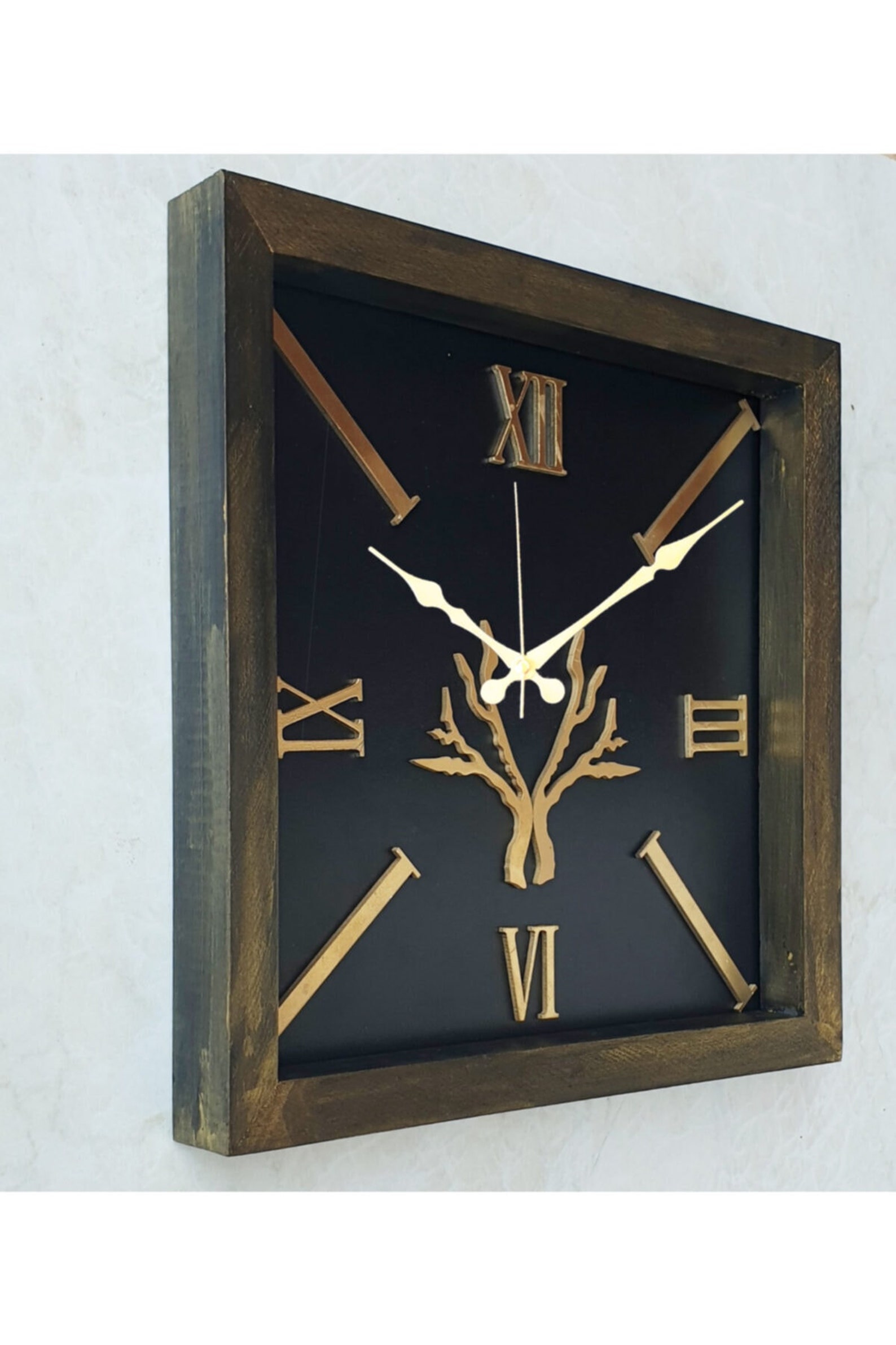 Natural Solid Wood Walnut Tree Square Wall Clock. Wall Decor - Etsy