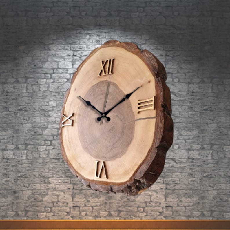Natural Solid Wood Wall Clock Wall Decor Wooden Retro Clock - Etsy
