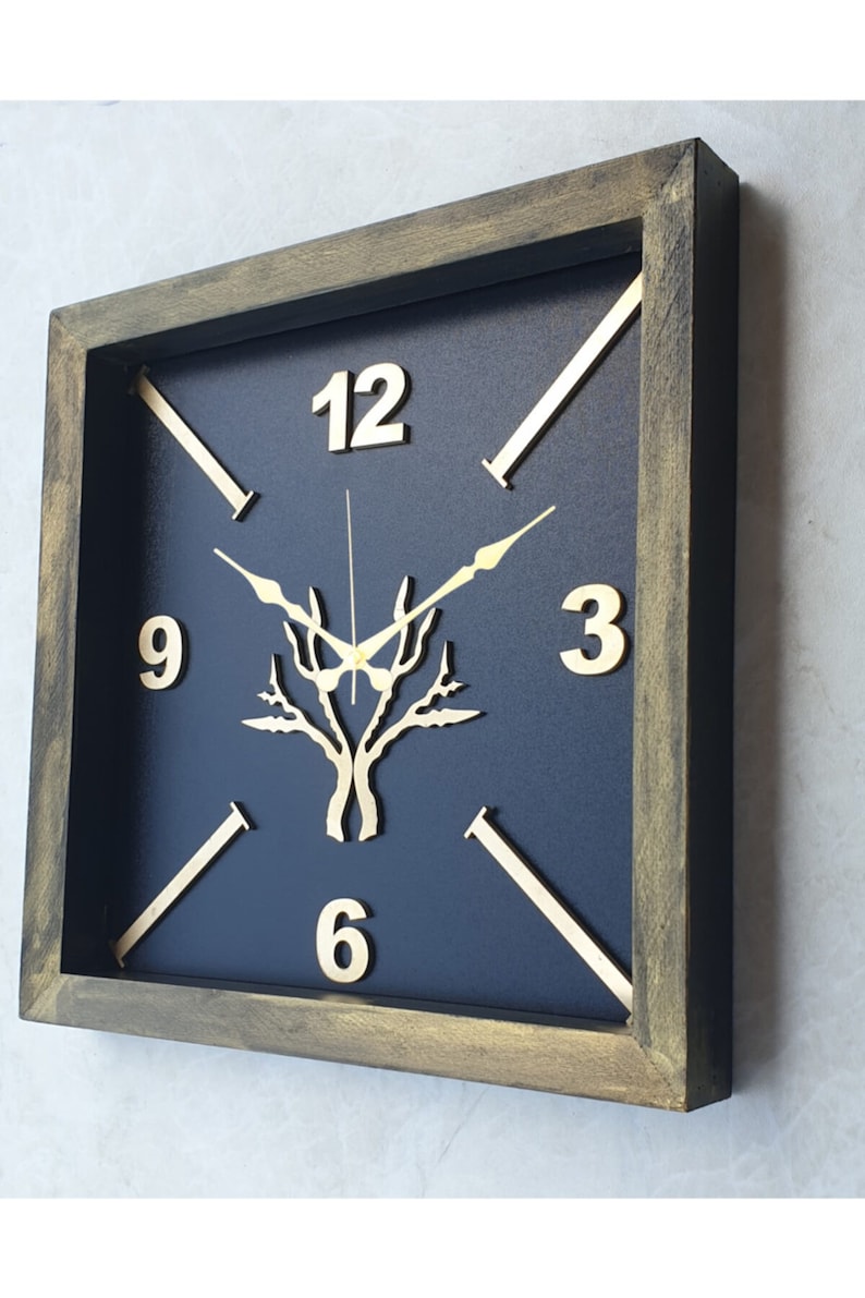 Natural Solid Wood Walnut Tree Square Wall Clock. Wall Decor - Etsy