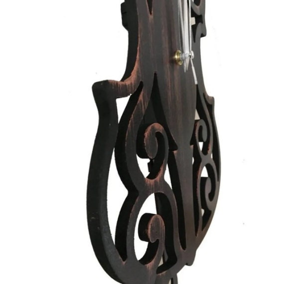 Violin Decorative Pendulum Wall Clock, Violin Wall Decor, Wooden Violin ...