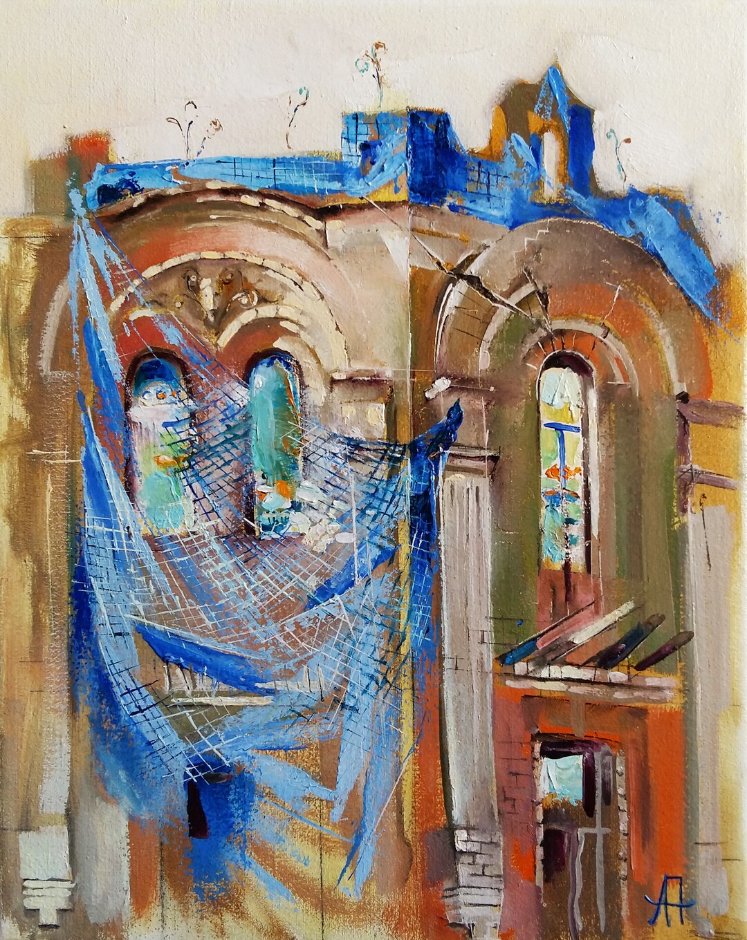 An Ancient Architectural Structure. Surreal Painting. Crumbling ...