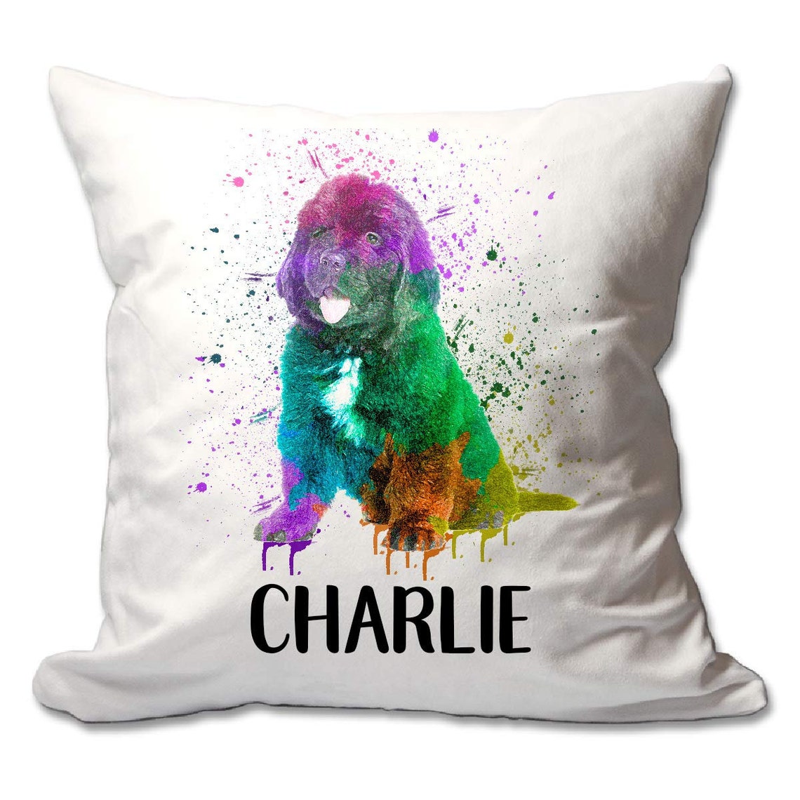 Personalized Watercolor Newfoundland Throw Pillow - 17 X 17 - Cover ...